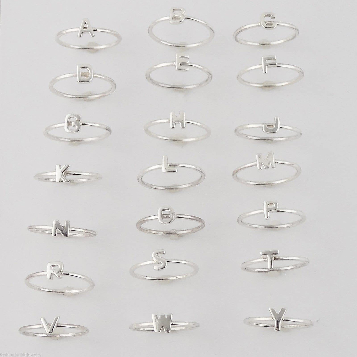 FashionJunkie4Life Sterling Silver Letter P Ring, Sizes 5-10, Initials Words Stacking Bands (5)