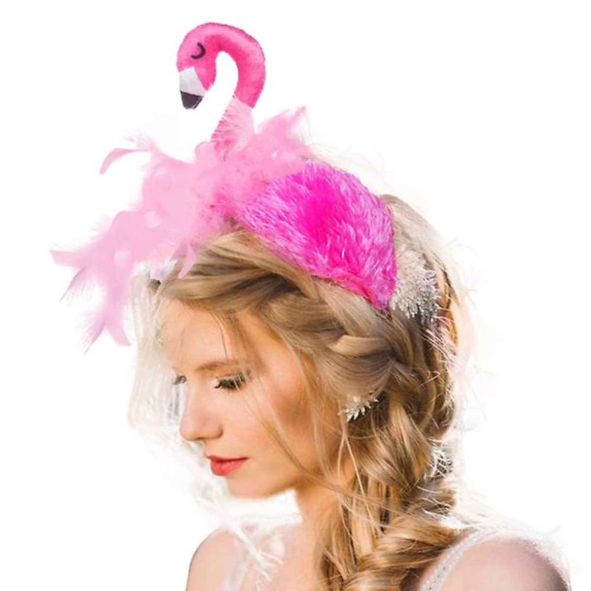 Mikily‘s Flamingo Headband for Women, Feather Flamingo Costume Headband for Girls, Party Hat Headband for Adults, Pink