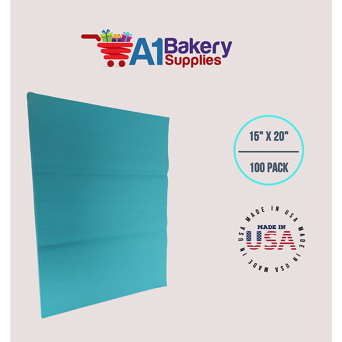 Caribbean Teal Tissue Paper 20 Inch x 30 Inch - 48 XL Sheets Premium Quality Tissue Paper by A1 bakery supplies