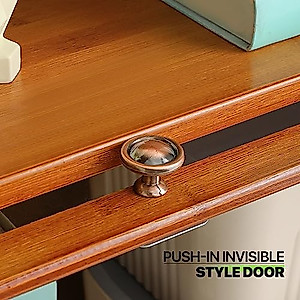 Magshion Bamboo 4-Tier Display Case Bookcase with Clear Acrylic Flip-Up Doors, Wide Brown Kitchen Cabinet Storage Pantry Cabinet Showcase Storage Cabinet Organizer - 31" L x 12.5" W x 54.5" H