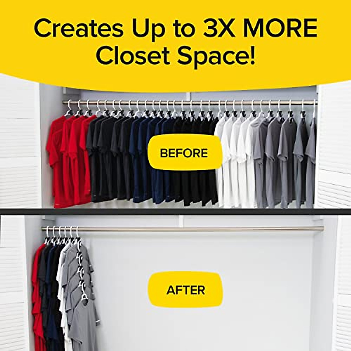 Original AS-SEEN-ON-TV Ruby Space Triangles, 6 Pack, Ultra- Premium Hanger Hooks Triple Closet Space 108 PC Value Pack, Black