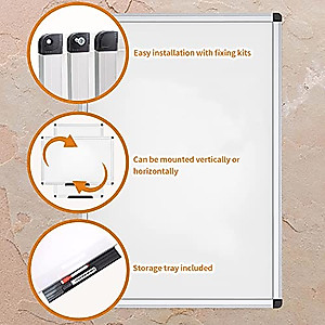 VIZ-PRO Dry Erase Board/Whiteboard, Non-Magnetic, Pack of 2, 36 x 24 Inches, Wall Mounted Board for School Office and Home
