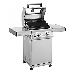 Monument Grills 14633 2-Burner Stainless Steel Liquid Propane Gas Grill with Clear View Lid, LED Controls Mesa 200