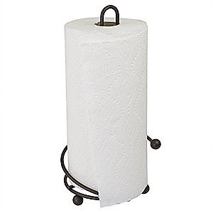 Home Basics Sphere Collection Rust-Resistant Coated Steel Paper Towel Holder Dispenser Stand, Bronze
