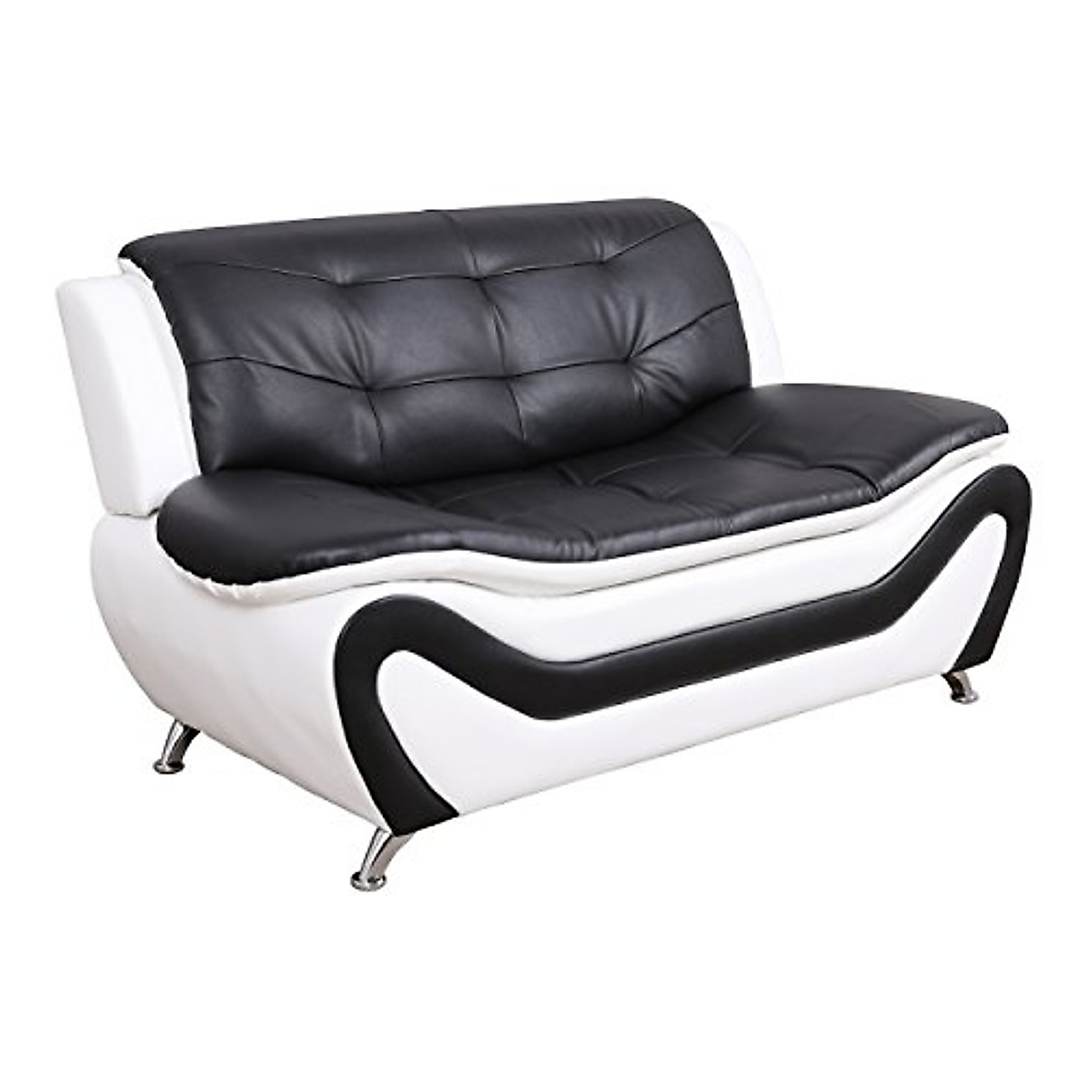 Beverly Fine Furniture 3 Piece Aldo Modern Sofa Set, Black/White