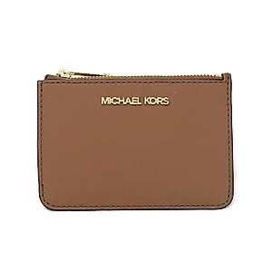 Michael Kors Jet Set Travel Small Top Zip Coin Pouch with ID Holder Saffiano Leather (Luggage), Brown, ns, 35f8gtvp1b