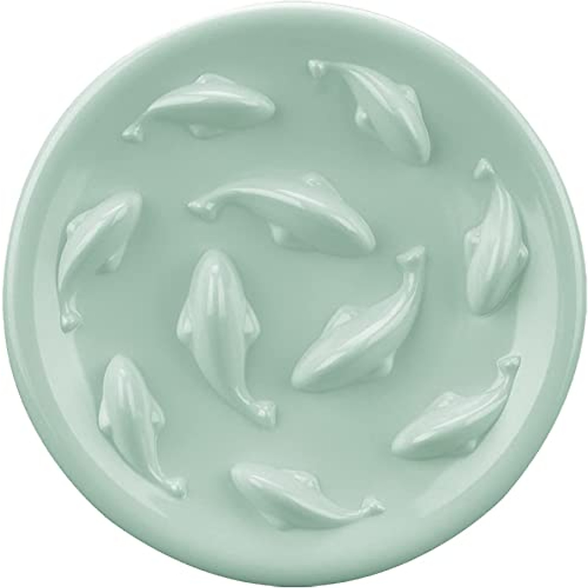 Slow Feeder Bowl for Cats and Small Dogs,Cilkus Fish Pool Design, Fun Interactive Bloat Stop Puzzle Feeder Bowl Healthy Eating Diet Made of Melamine Food Grade Material Dishwasher Safe (Small, Green)
