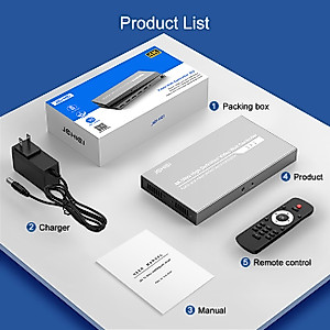 Video Wall Controller 2X2,JCHICI TV Wall Processor,4K x 2K HD Display,180 Degree Rotate,8 Splicing Modes 2x2,1x2,1x3,1x4,2x1,3x1,4x1,Input 4K and Output 1080P,Streaming Media Video Device