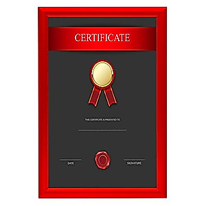 SnapeZo Notice Frame 11x17 Inches, Red 1 Inch Aluminum Profile, Front-Loading Snap Frame, Wall Mounting, Sleek Series