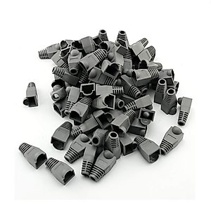 RilexAwhile 100 Pcs Gray Soft Plastic CAT5E CAT6 Ethernet RJ45 Cable Cap Connector Boots Plug Cover Strain Relief Boots (Gray)