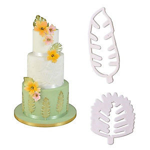 4 pcs Tropical Leaf Cookie Cutter, Palm Leaves Fondant Cutters Mold Hawaiian Green Fondant Leaf Cookie Cutter for Gum Paste, Sugarcraft Candy, Luau Cake Decorating