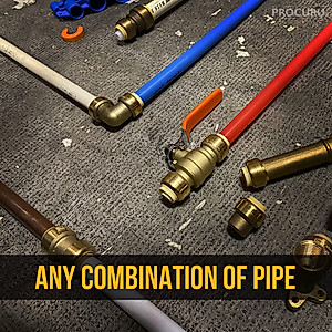 [10-Pack] PROCURU 1/2-Inch Pushfit 90-Degree Elbow, Push-to-Connect Plumbing Brass Fitting for Copper, PEX, CPVC, PE-RT Pipes (8X2012-10P)