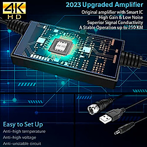 TV Antenna Digital HD Indoor - Smart Antenna Long 250+ Miles Range - Powerful Amplifier Support 4K 1080p All TV's VHF UHF Outdoor Signal Booster 360° Signal Reception -17ft Coax Cable