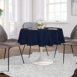 sancua Round Tablecloth - 60 Inch - Water Resistant Spill Proof Washable Polyester Table Cloth Decorative Fabric Table Cover for Dining Table, Buffet Parties and Camping, Navy