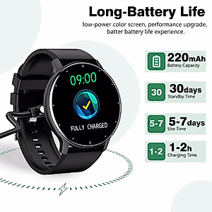 Smart Watch, 1.28'' Smart Watches for Men Women with Meassage Notification, Heart Rate Monitor Sleep Monitor, Step Calories Counter, Activity Trackers and Smartwatches for iOS Android Phones, Black