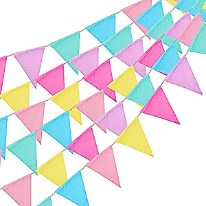 72 Pcs Colorful Pennant Flags Banner Triangle Rainbow Flag Banner Imitated Burlap Bunting Banner Garland for Party Decorations Festival Celebrations Classroom Hanging Decoration, Total 78.7 Feet