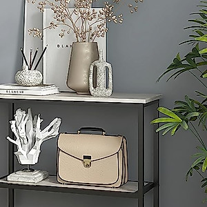 HOMCOM 39" Console Table, Modern Sofa Table with 2 Storage Shelves, Steel Frame, Narrow Entryway Table for Hallway, Gray