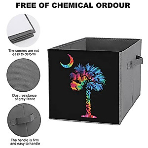 Tie Dye South Carolina Flag Large Cubes Storage Bins Collapsible Canvas Storage Box Closet Organizers for Shelves