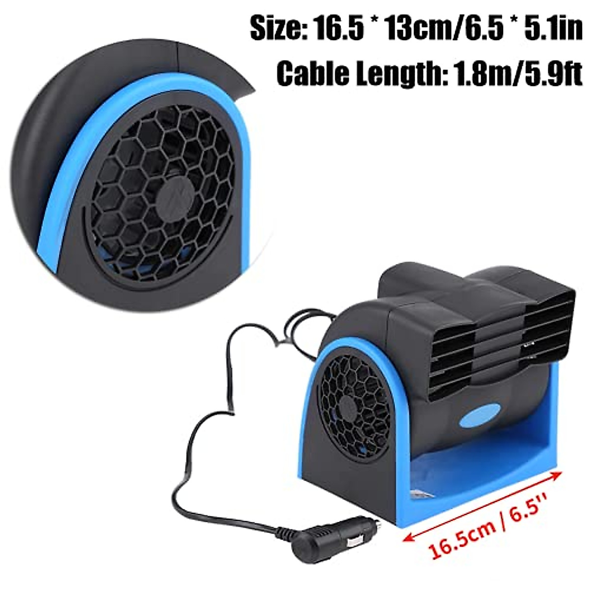 Acouto 12V Car Air Fan Universal Auto Car Vehicle Mini Adjustable Portable Speed Silent Car Fans Electric Air Fan with Cigarette-Lighter Plug