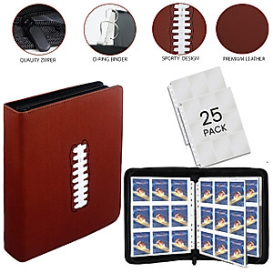 Performore Football Card Binder 9-Pockets Fits 450 Pockets, The Ultimate Football Zippered Ring Binder Card Holder Includes 25pages for sports trading cards. Organize and protect your cards like a pro