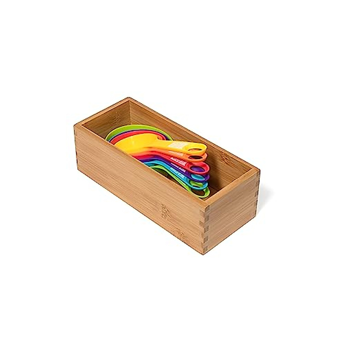 Lipper International Bamboo Wood Utensil Holder Storage Box for Cooking Tools, Makeup, or Office Supplies, 4" x 9 1/4" x 3"