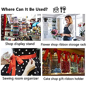 LSMKKA Ribbon Racks for Craft Room, Vinyl Roll Holder Organizer for Holding Wrapping Paper Spool Scarf, Wooden Desktop Display Stand with Removable Rod (Size : 1 Tier 40x17cm)