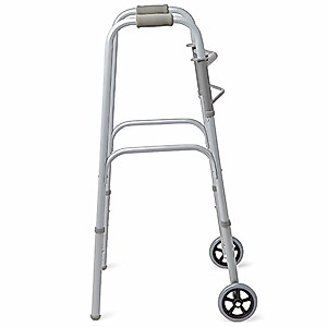 Medline Easy Care Two-Button Folding Walkers With 5" Wheels