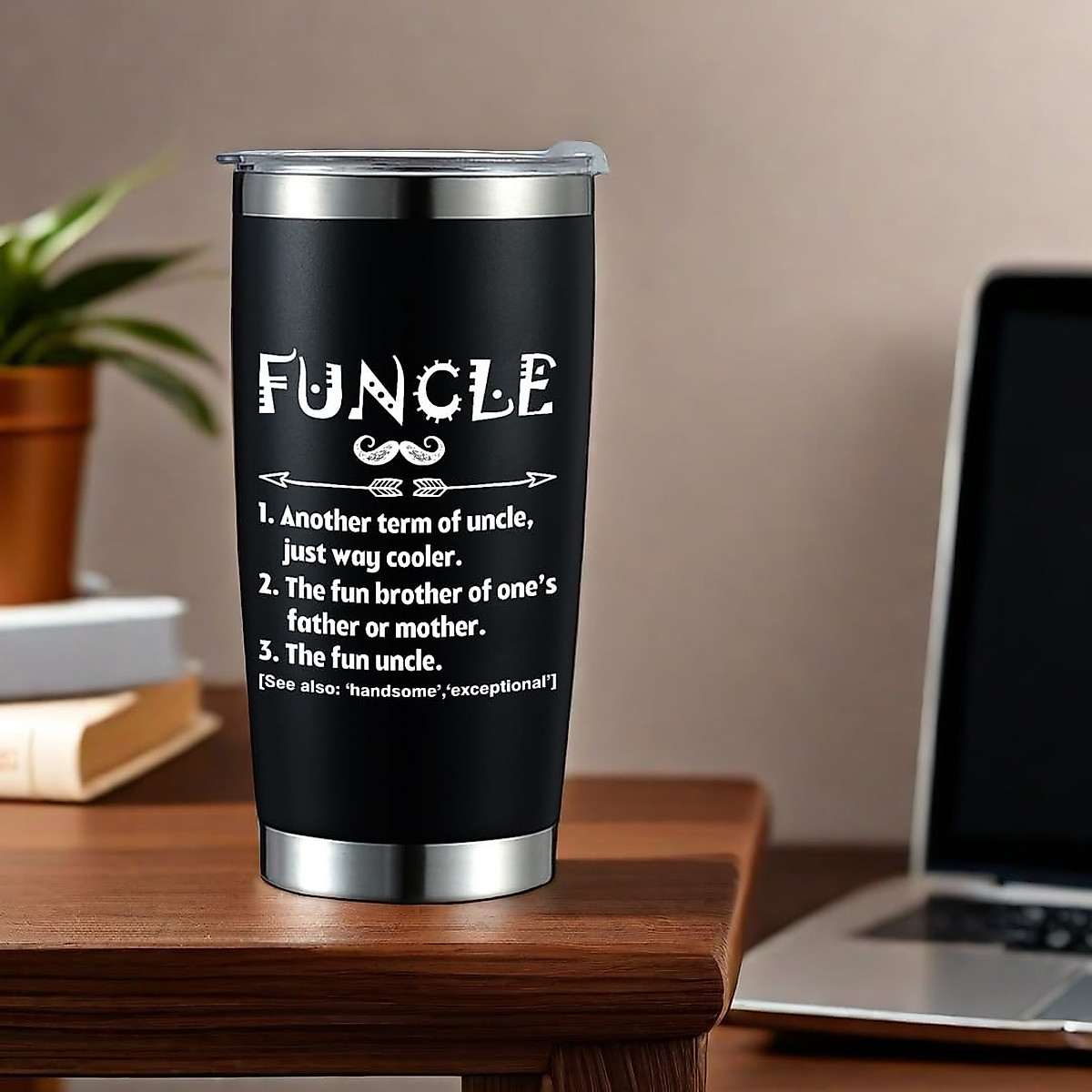 Xildew Funny Funcle Definition Best Uncle Ever Gift Idea Birthday Gift from Niece Nephew Great First Time Uncle Present for Brother Christmas Gift for Man Him Stainless Steel Tumbler 20 oz Black