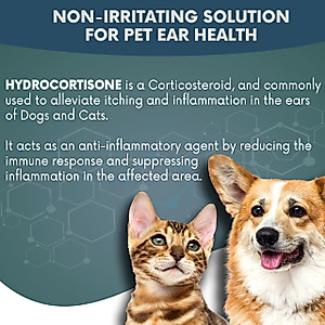 NOVEHA Pet Ear Drops with 1% Hydrocortisone | Ear Cleaner for Dogs & Cats for Earwax buildup, No-Sting Formula, Calms Itch & Reduces Painful Ear Infections 60mL (60ml (Pack of 1))