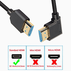 PNGKNYOCN 8K HDMI 2.1 Short Cable,90 Degree Right Angle 1FT/0.3M Ultra High Speed 48Gbps HDMI Male to Male Cable Support 8K@60Hz,Dynamic HDR,HDCP 2.2&2.3, eARC (R)