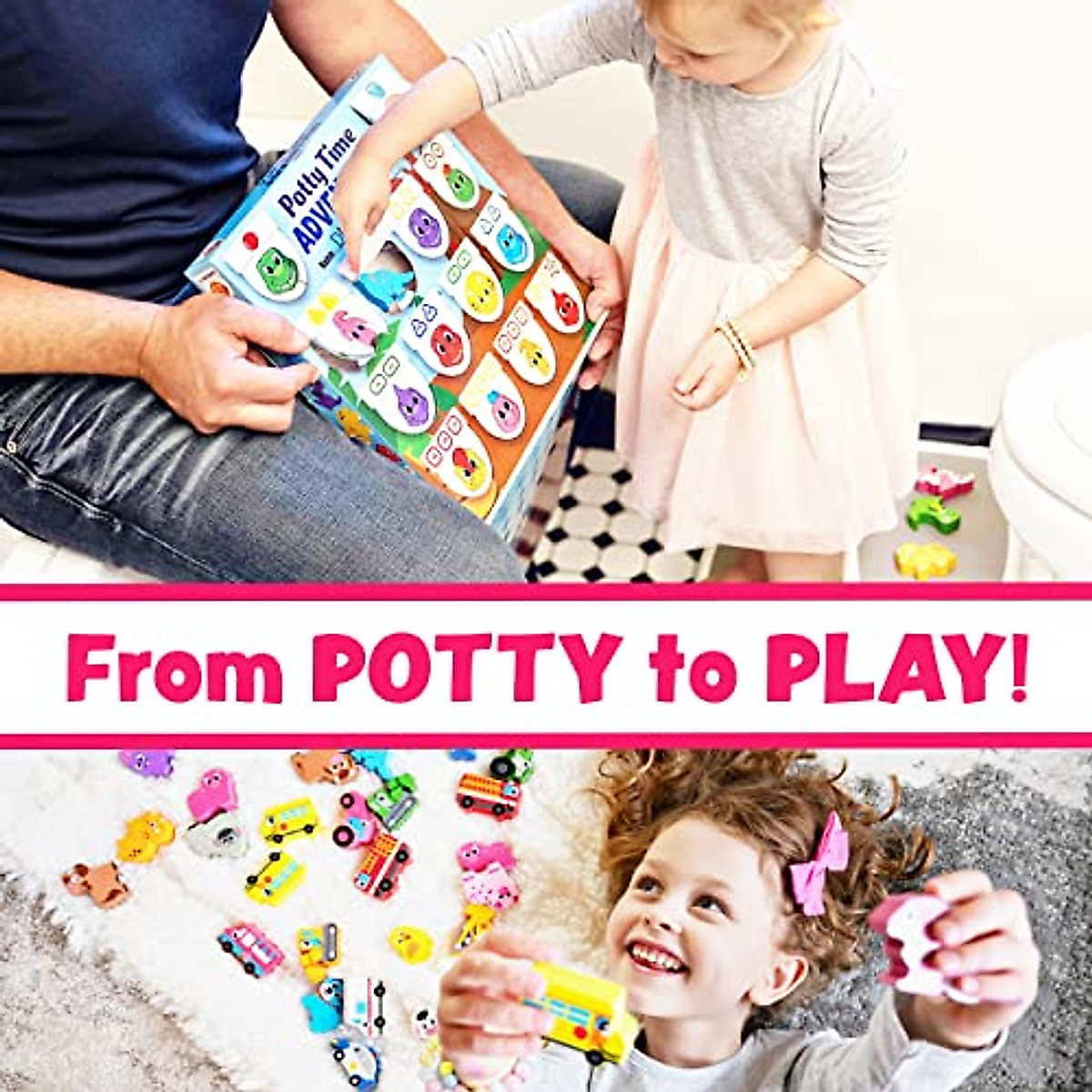 LIL ADVENTS Potty Time Adventures - Farm Animals with 14 Wooden Block Toy Prizes | Potty Training Advent Game | As Seen on Shark Tank | Wood Block Toys, Reward Chart, Activity Board and Stickers