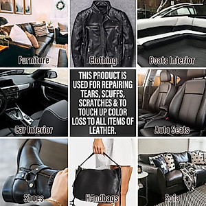 Black Leather Repair Kit for Furniture, Car Seats, Sofa, Jacket and Purse. PU Leather Leather Repair Paint Gel. Repair Tears & Burn Holes. Provide Color Matching Guide & Super Easy Instructions
