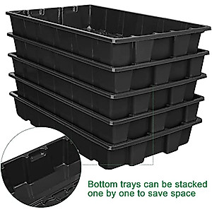 MIXC Seedling Trays Seed Starter Tray, 5-Pack Mini Propagator Plant Grow Kit Greenhouse with Humidity Vented Domes and Base for Seeds' Starting (40 Cells Per Tray, Total 200 Cells), Black