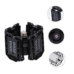 BUTIFULSIC 1pc Eight Leaf Garage Lights Industrial Light Foldable Ceiling Light Folding Garage Work Lights Light Bulbs LED Bulb Workshop Ceiling Light LED Light Bulb Factory Light Lamp Black