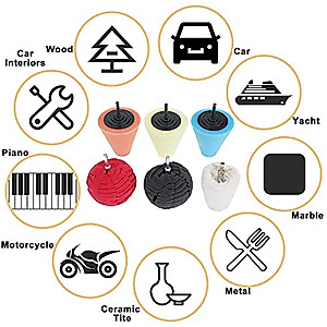 AuInLand 6 PCS Car Buffers Polishers Kit Cone Buffing Polishing Wheel Sponge Buffing Pads Ball Sponge Sanding Wheels