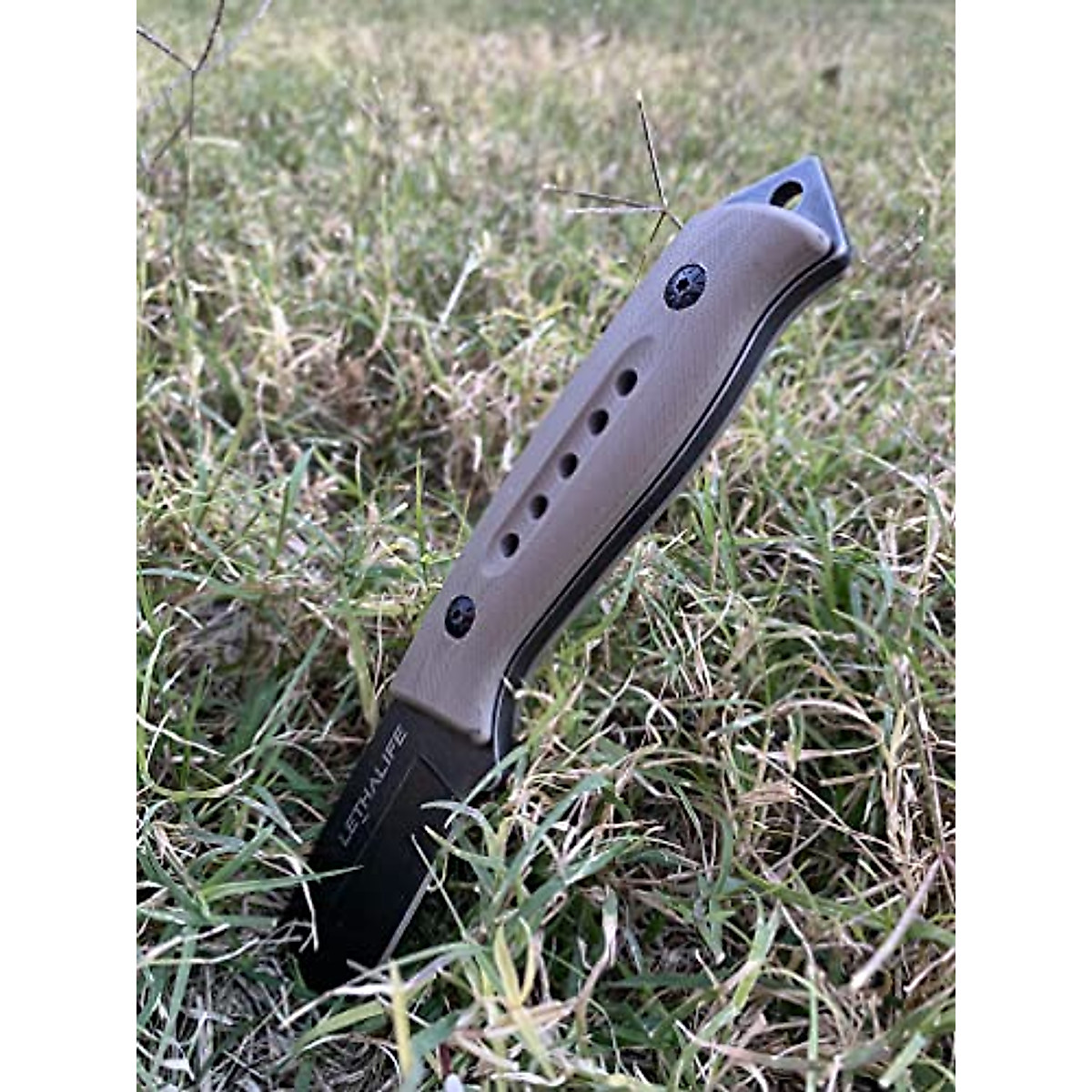 LETHALIFE Tactical Fixed Blade Hunting Knife - Full Tang, Coyote Brown