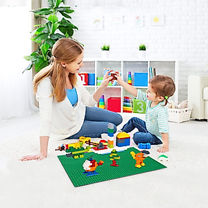 Lekebaby Classic Baseplates 10 x 15 in for Building Bricks 100% Compatible with All Major Brands-Baseplate, Playing and Displaying Creations, Building Base Accessory for Kids and Adults 2 Pack（Green）