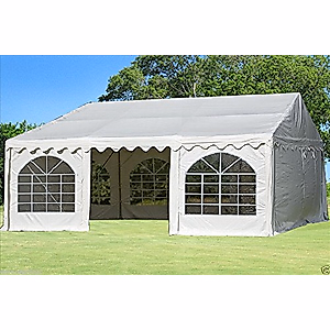 DELTA Canopies 20'x20' (FR) PVC Party Tent White,Commercial Fire Retardant Wedding Canopy,Outdoor Event Shelter,Residential Backyard Garden Gazebo,with Waterproof Top,Galvanized Steel Poles,Carry Bags