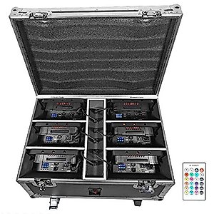 Rockville Best Pack 60 Black (6) Battery Wash Lights+Wireless DMX+Charging Case