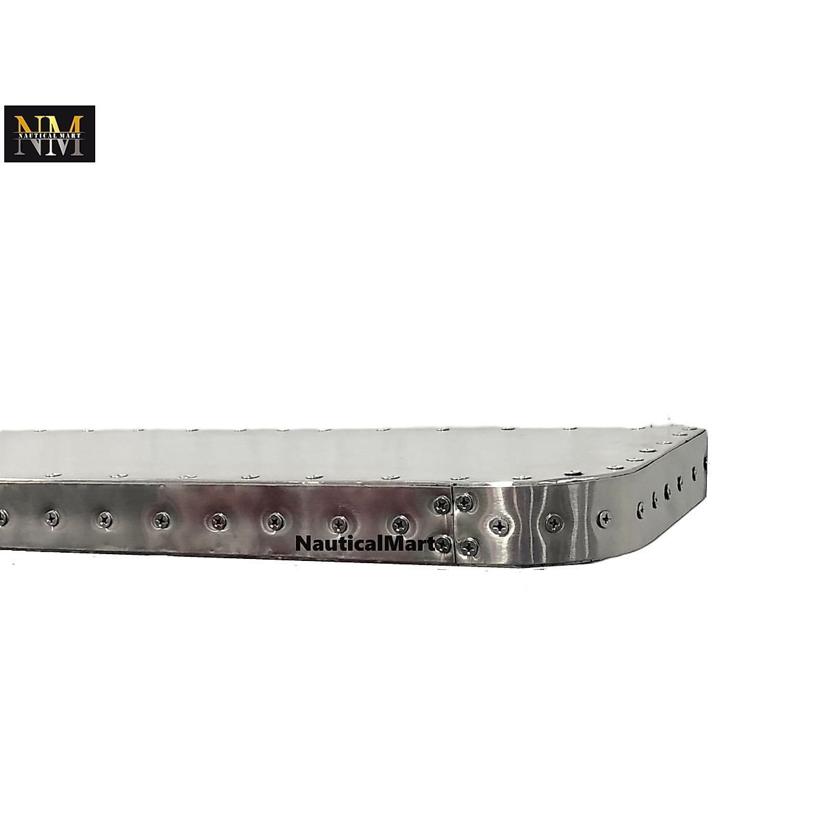 NauticalMart Floating Metal Shelf Silver Finish Deco Rack Aluminum Industrial Metal Urban Modern Design Aviator Inspired Aviation Rack Wall Mounted