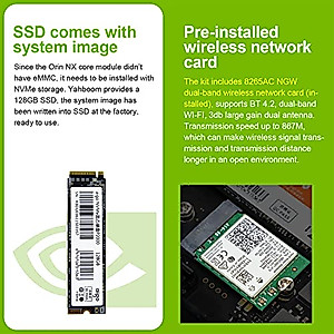 Yahboom Jetson Orin NX Development Kit with 19 V DC Power Supply IMX219-77 Camera M.2-Key E Networking Module AI Edge Computing (Orin NX 8GB Camera Advanced Kit)