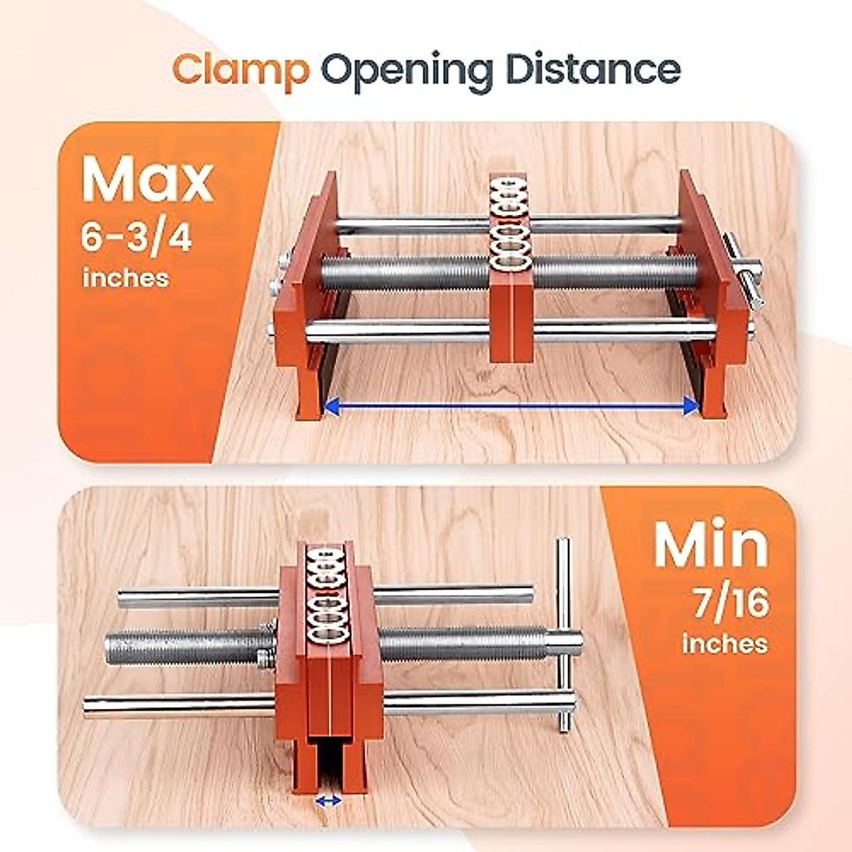 Neitra Self Centering Doweling Jig - 6 Drill Guides for Straight Holes, Adjustable Width Up to 6.75", All Metal Drilling Hole Kit for Wood Dowel Jig, Professional Woodworking Joints Tool
