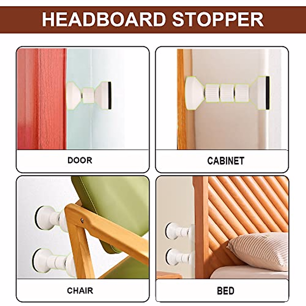 Dualshine 4PCS Adjustable Threaded Bed Frame Anti-Shake Tool, Headboard Stopper Bedside Headboard Bed Stopper Prevent Sliding Stopper for Bed Frame, Bed Stabilizer for Bed Cabinet Sofa (42-110mm)