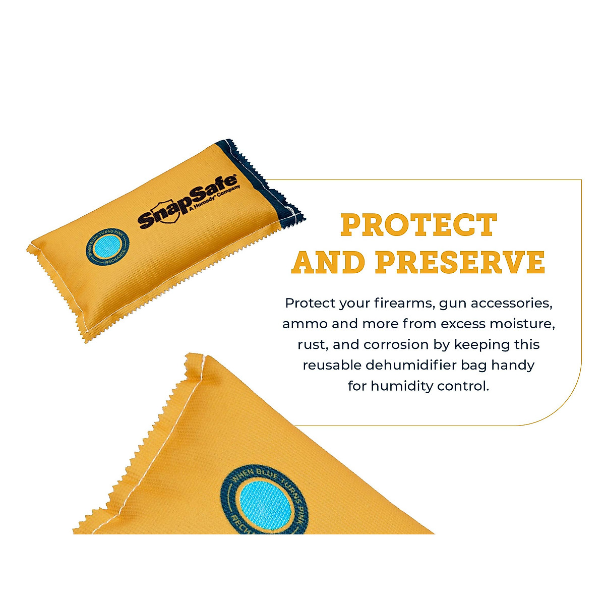 SnapSafe Reusable Dehumidifier Bag 450G, 75908 - Portable, Easy to Use Moisture Absorbers for Gun Safes & Cabinets - Prevent Moisture Damage for Gun Safe Accessories, Firearms in Your Gun Vault