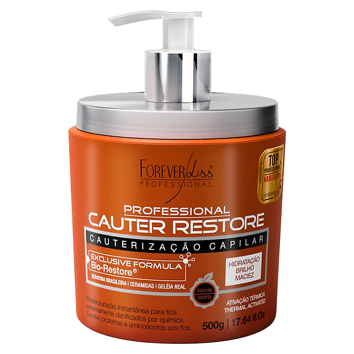 Forever Liss Cauter Restore Formaldehyde - Free Cauterization - Instantaneous Restructuring for Hair Extremely Damaged- 500g/17, 63fl.oz
