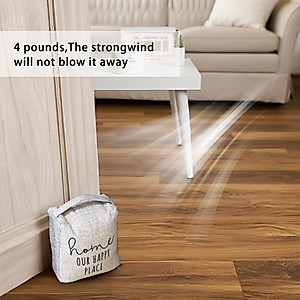 Home Our Happy Place Door Stop with Handle|Decorative Weighted Fabric Door Stopper for Bedroom, Living Room, Exterior Doors