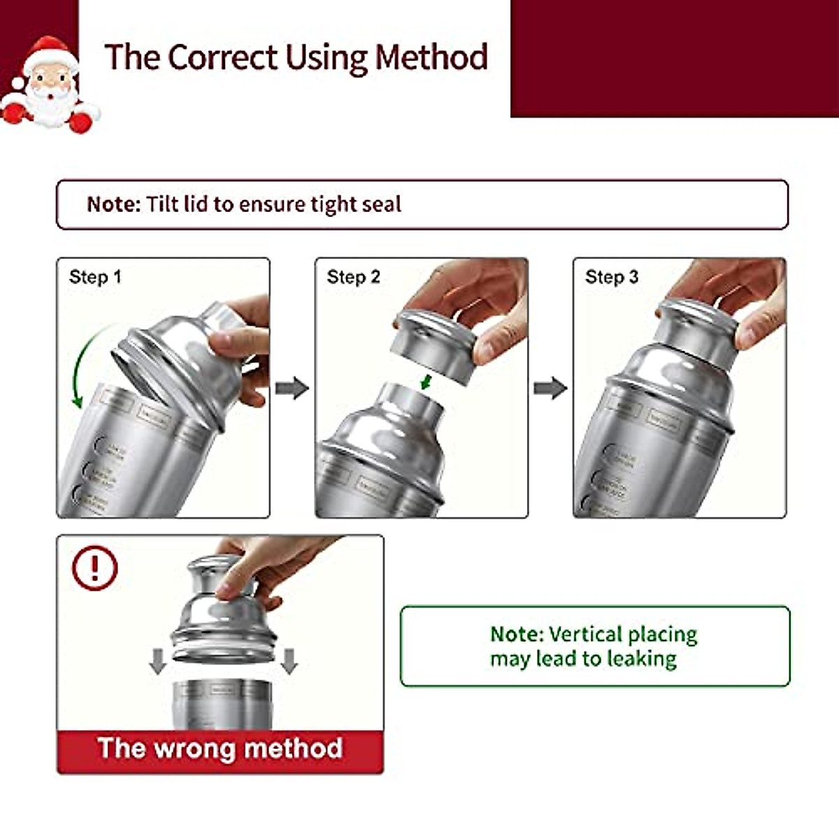 Cocktail Shaker Martini Shaker Set with Recipe, 24 oz Martini Shaker Drink Shaker Drink Mixer Stainless Steel Cocktail Shaker Set Bartender Kit