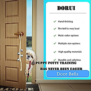 DORUI Dog Hanging Doorbells| 4 Extra Loud Dog Potty Training Bells| Adjustable Durable Braided Rope Door Bell for Dogs to Ring to Go Outside(Silver, Small)