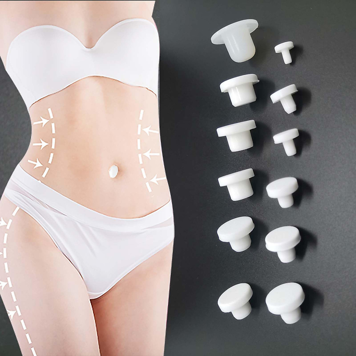 IKJNMLP 12PC Belly Button Shaper Silicone Belly Button Plug Post Tummy 12PCS Different Sizes