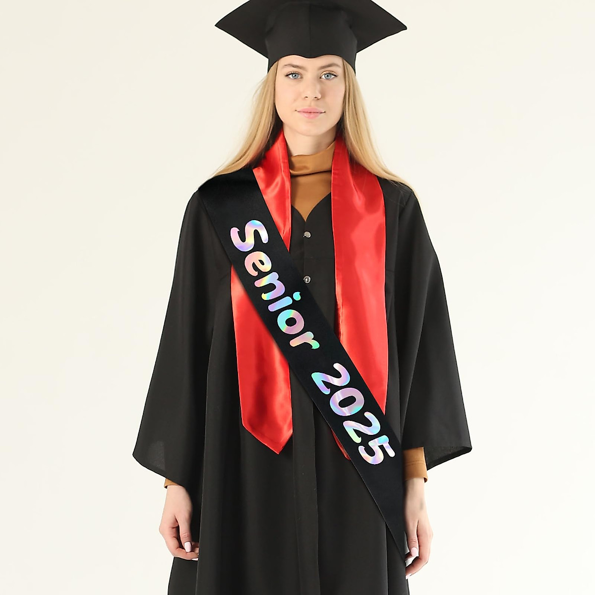 Black Senior 2025 Sash Iridescent Printing Letters, 2025 Graduation Celebrations Sashes, Class of 2025 Sash for Graduation Party, Senior Cheer Sashes, Cheerleader Sash, Class Competition Sashes